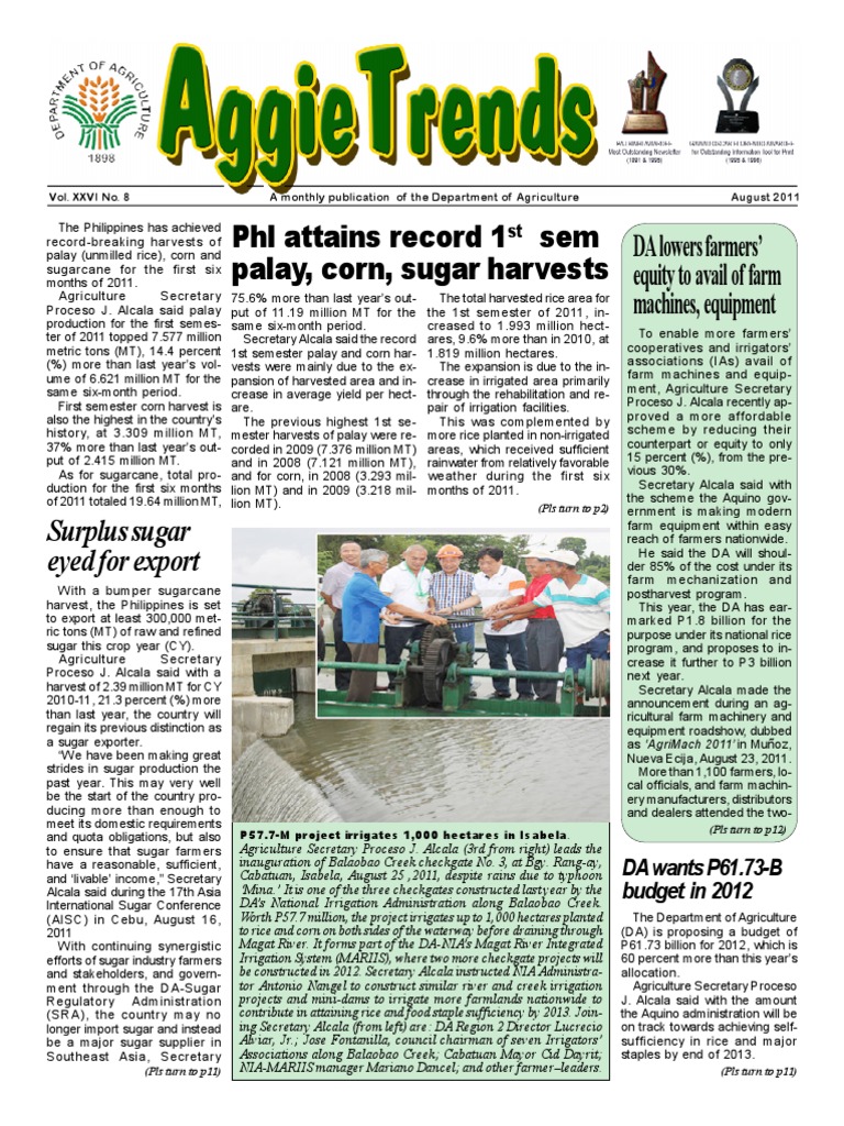 Aggie Trends August 2011 | PDF | Sugarcane | Rice