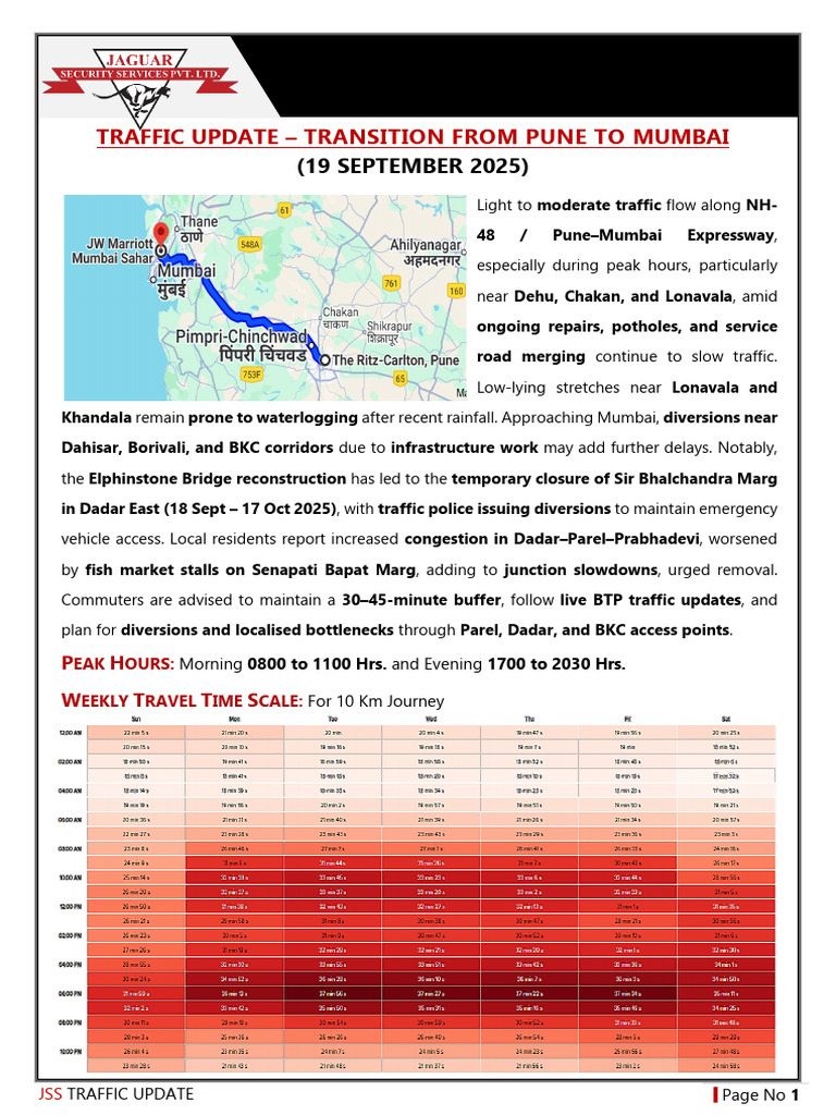 Traffic Update - Pune To Mumbai Commute - 19 September 2025 | PDF ...