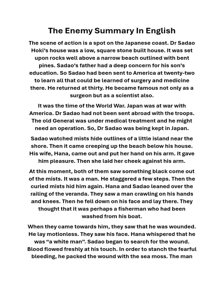 The Enemy Summary in English | PDF