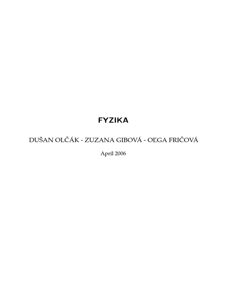 Olcak - Gibova - Fricova Mechanicky Pohyb Tuheho Telesa | PDF
