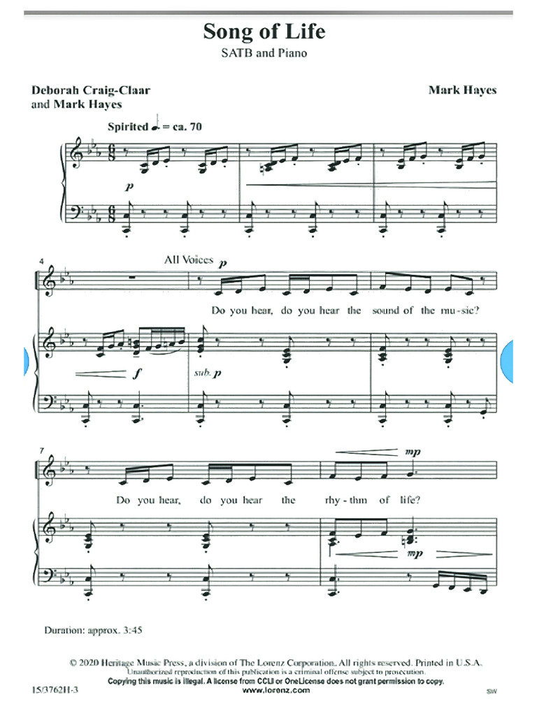 Song of Life de Mark Hayes | PDF