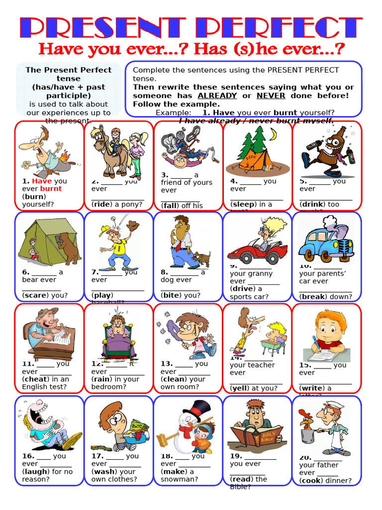 Present Perfect Have You Ever Grammar Drills Grammar Guides Information ...