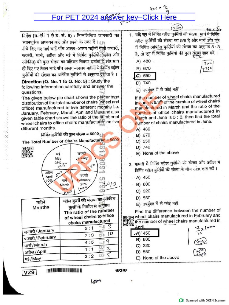 Answer Key 6 Sept. 1st Shift PET 2025 Unofficial | PDF