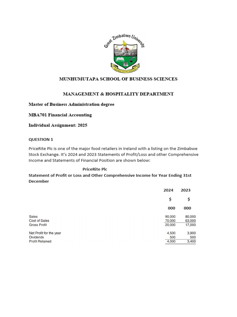 MBA701 Individual Assignment Aug-Dec25 | PDF | Cash Flow Statement ...