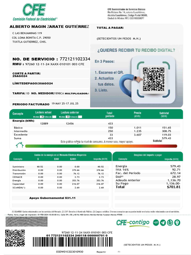 Recibo Luz Magin Julio | PDF