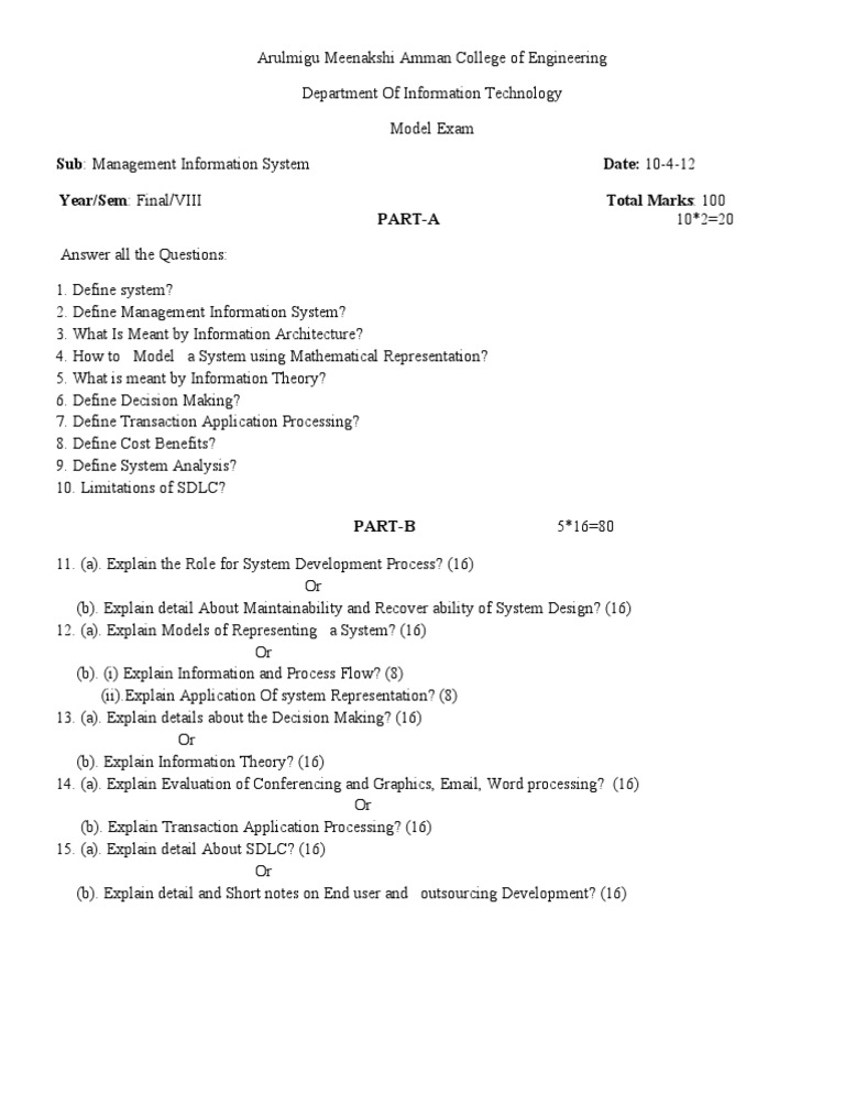 Management Information System Exam Guide | PDF | Computers