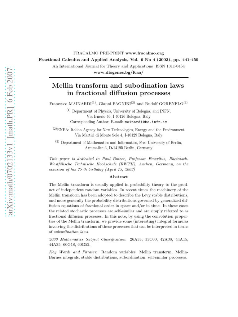 Mellin Transform and Subodination Laws in Fractional Diffusion ...
