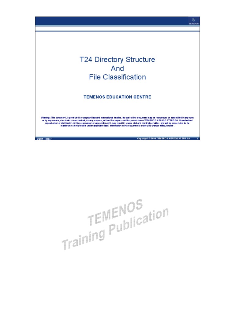 GEN4.T24 Directory Structure and File Classification | PDF | Directory (Computing) | Database ...