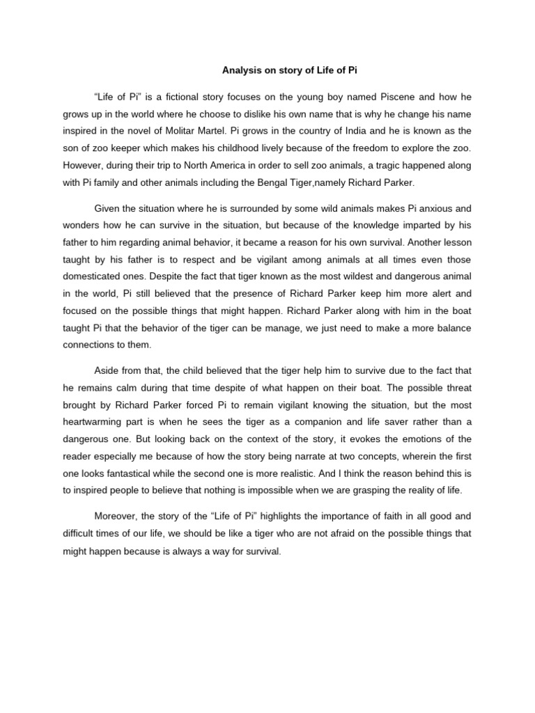 Analysis On Story of Life of Pi | PDF