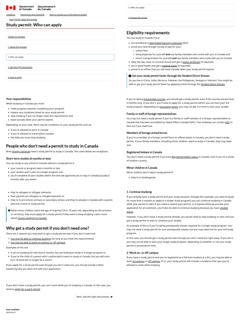 Study Permit - Who Can Apply - Canada - Ca | PDF | Minor (Law) | Refugee