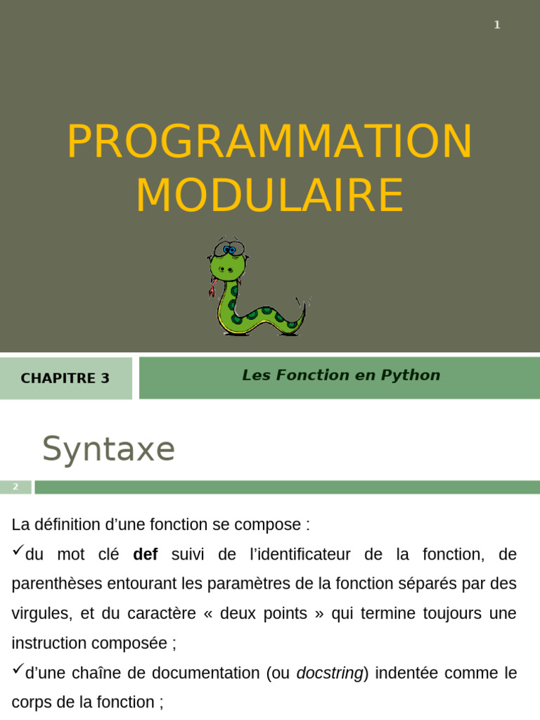 Fonctions en Python : Syntaxe et Exemples | PDF | Python (Langage de ...