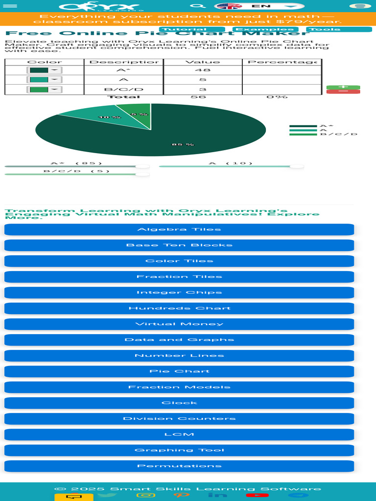 Free Online Pie Chart Maker With Percentages Oryxlearning | PDF
