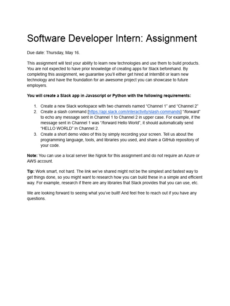 Intern Assignment | PDF