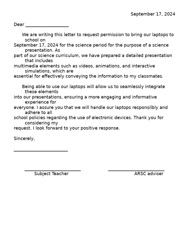 Excuse Letter | PDF