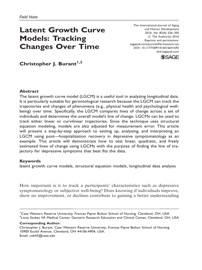 Burant (2016) Latent Growth Curve Models | PDF | Statistical Analysis ...