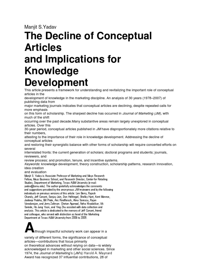 The Decline of Conceptual Articles and Implications For Knowledge ...