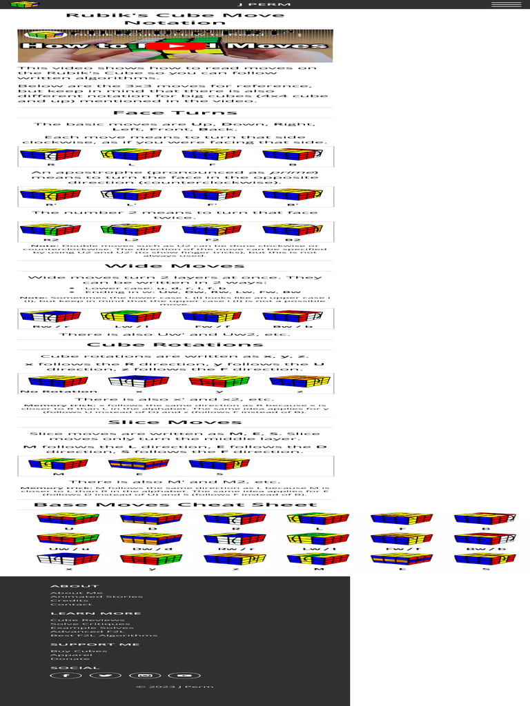 Rubik's Cube Move Notation Guide | PDF | Recreational Mathematics ...