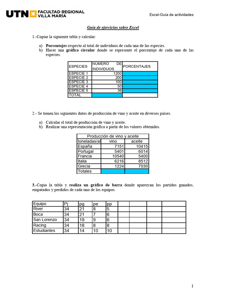 Ejercicios Excel | PDF