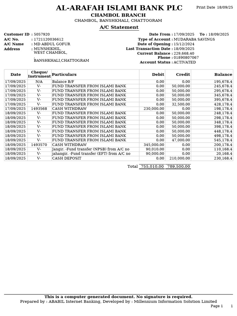 DEPOSIT Account Statement Amr 2025-09!18!17!09!21 938897Al-Arafah ...