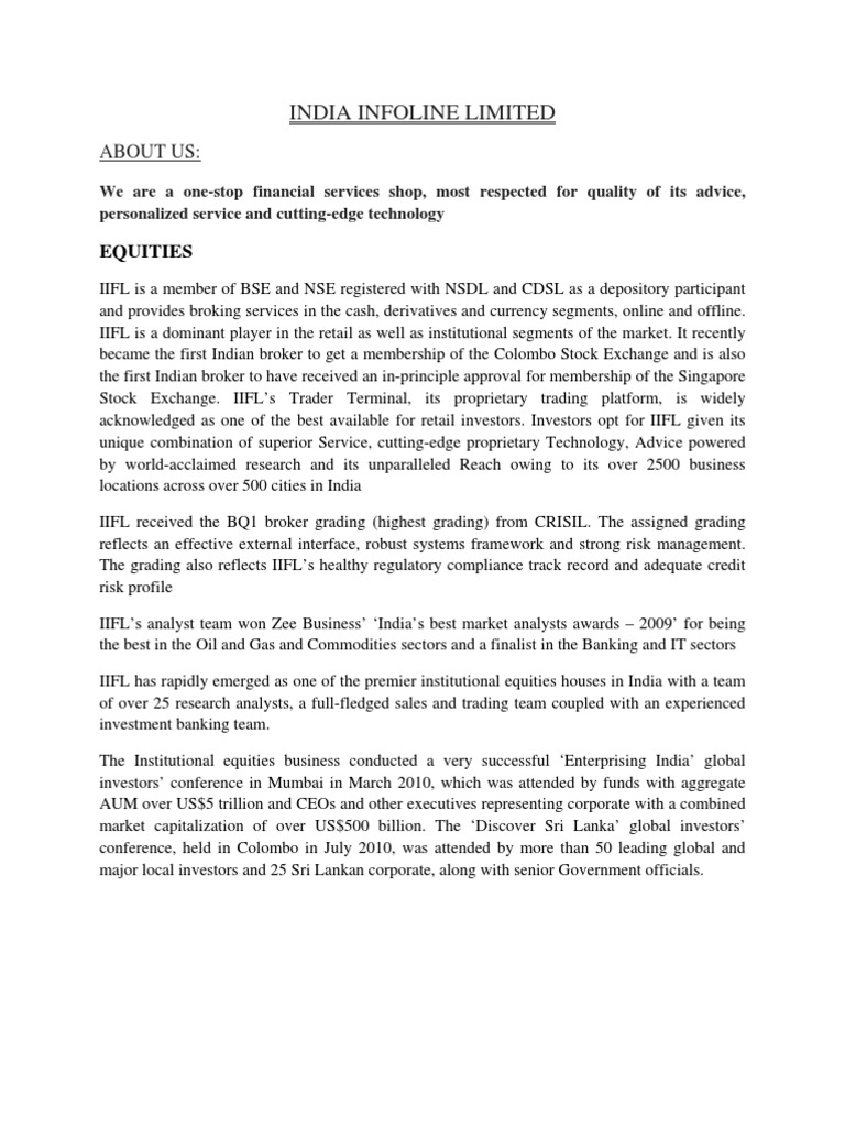Iifl Profile | PDF | Investment Banking | Wealth Management
