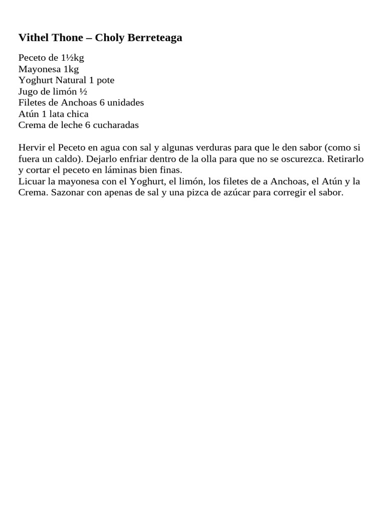 Receta Vithel Thone, Pan Dulce, Ect | PDF | Postres | Cocinando