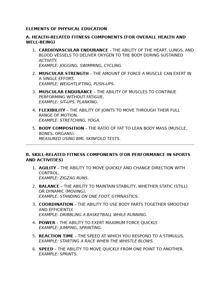 Elements of Physical Education 1 | PDF