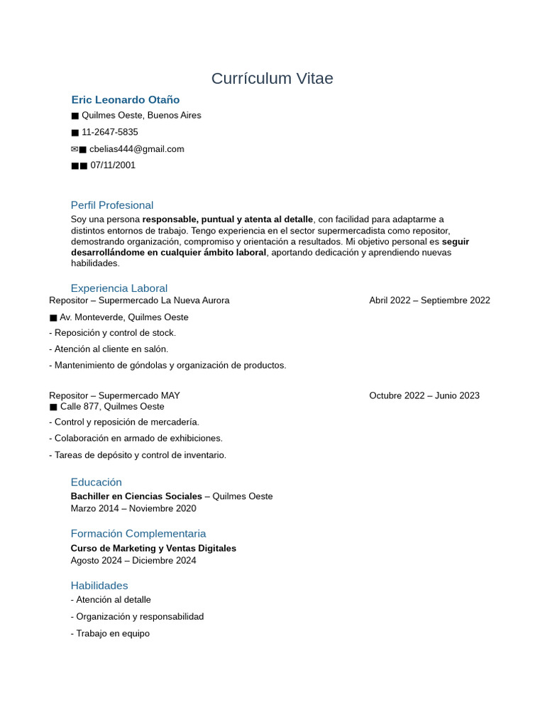 Currículum Eric Leonardo | PDF