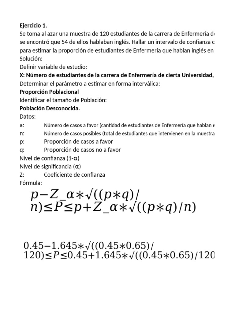 Ejercicios - Intervalos - Confianza Hechos 2025 | PDF | Intervalo de confianza | Análisis ...