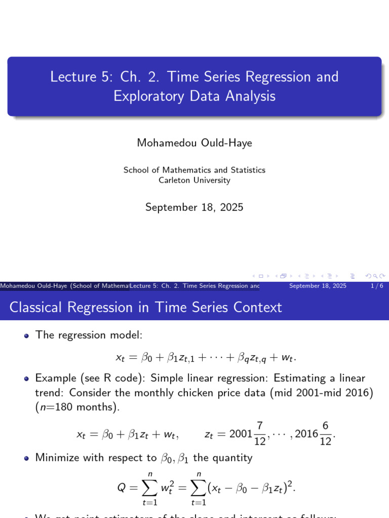 TSA Lecture 5 | PDF | Linear Regression | Regression Analysis