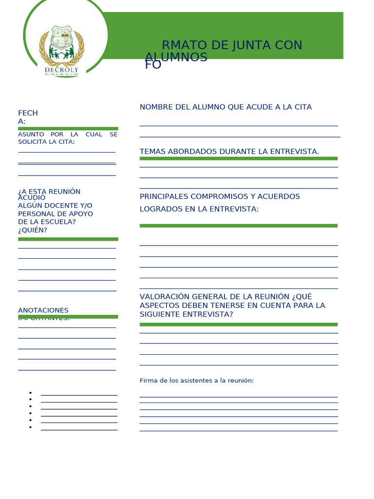 Formato de Junta Con Alumnos | PDF
