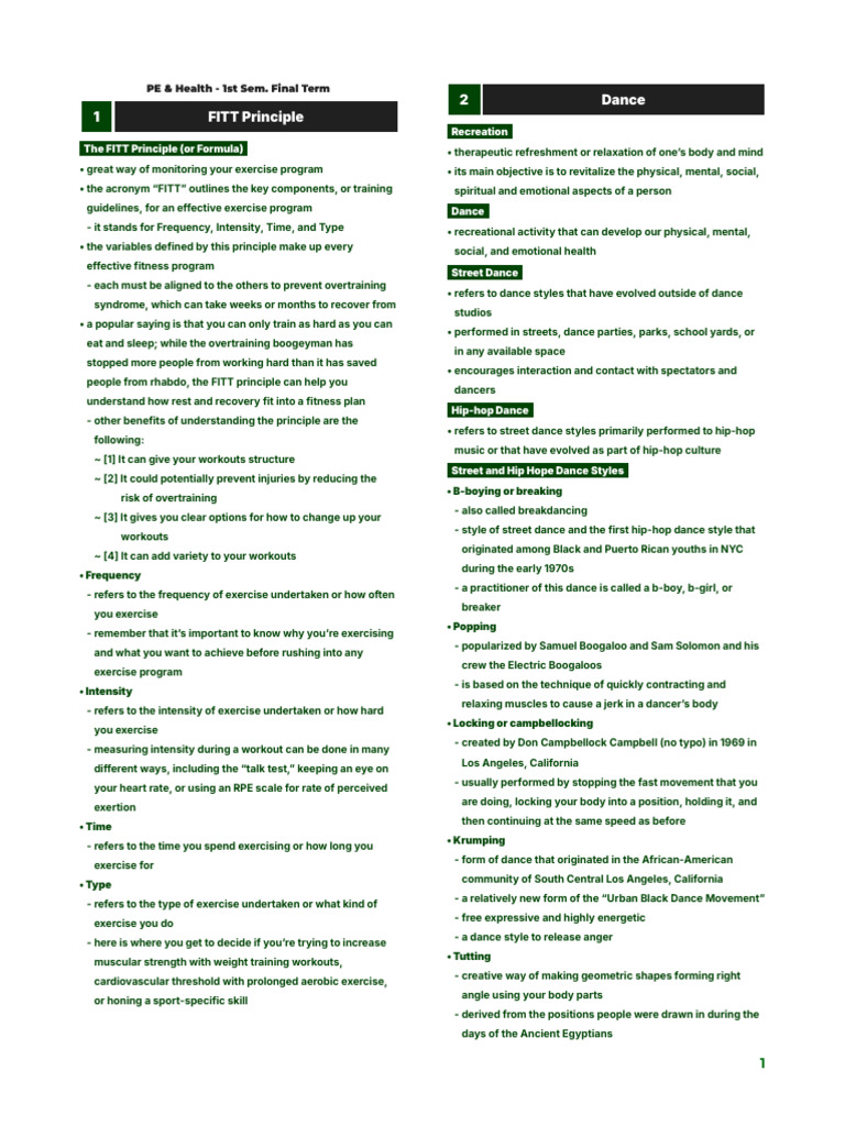 Physical Education and Health (PE) SAGA - 1st Semester Final Term ...
