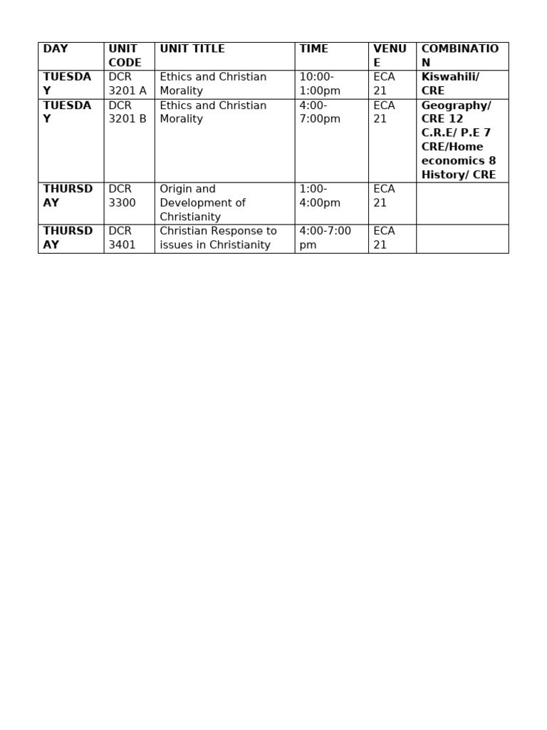 Personal Time Table | PDF