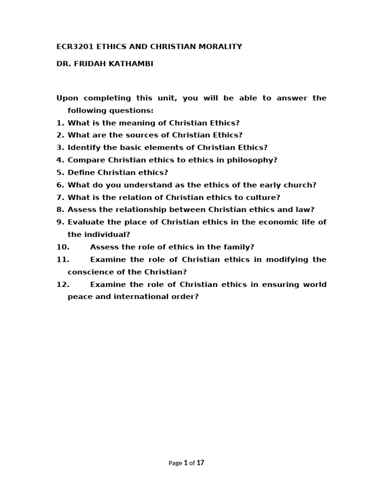 Christian Ethics: Principles and Insights | PDF | Stoicism | Christian ...