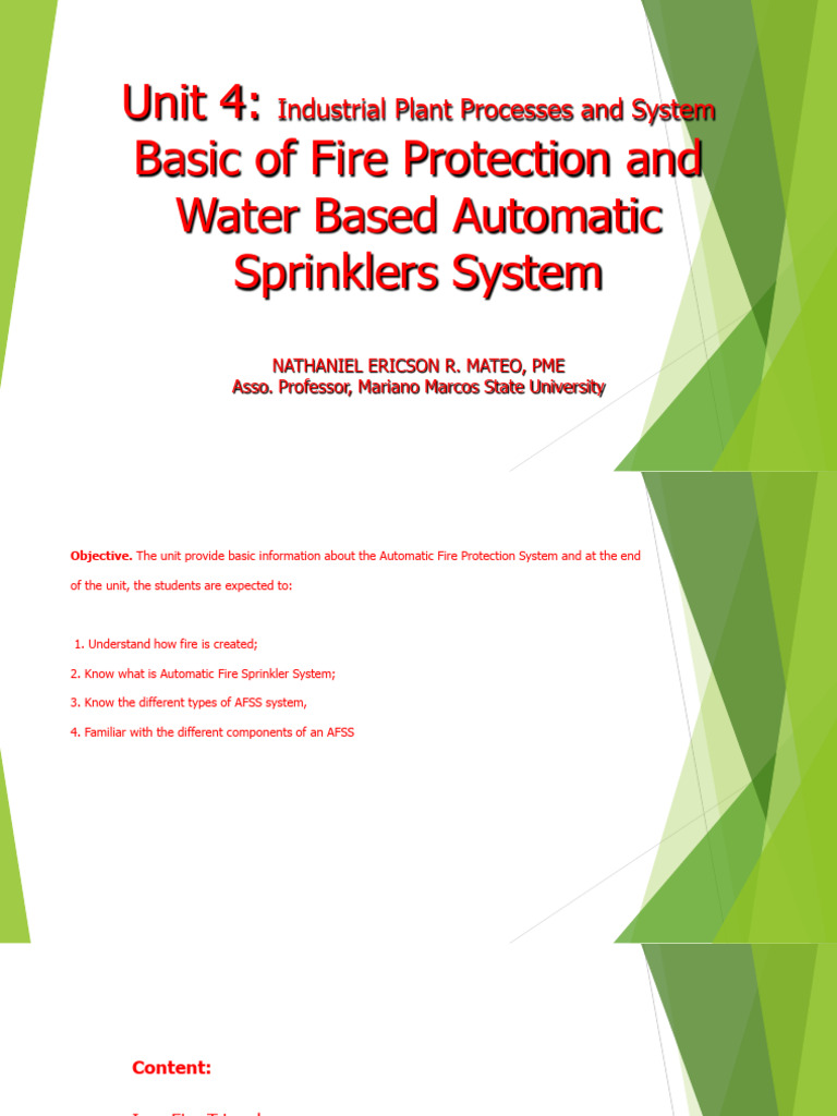 Basics of Fire Pro and Water Based AFSS IPE Unit 4 | PDF | Fire ...