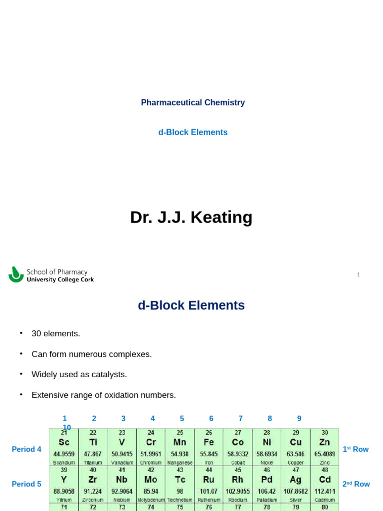 PF1009 2024 5 D-Block Metals | PDF | Chemistry | Transition Metals