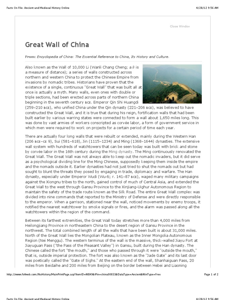 Great Wall | PDF | History Of China | Qing Dynasty