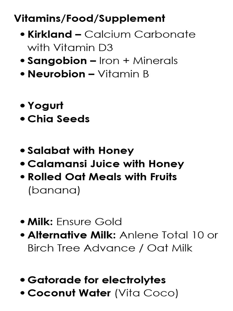 Essential Vitamins and Supplements List | PDF