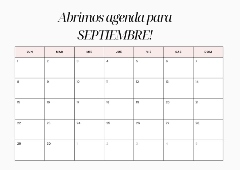 Documento A4 Agenda Calendario Septiembre 2025 Almanaque Minimalista ...