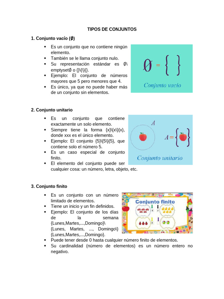 Tipos de Conjuntos en Matemáticas | PDF | Conjunto (Matemáticas ...