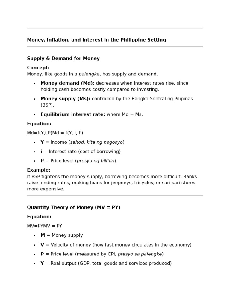 Money and Interest Rates in the Philippines | PDF | Interest | Interest ...