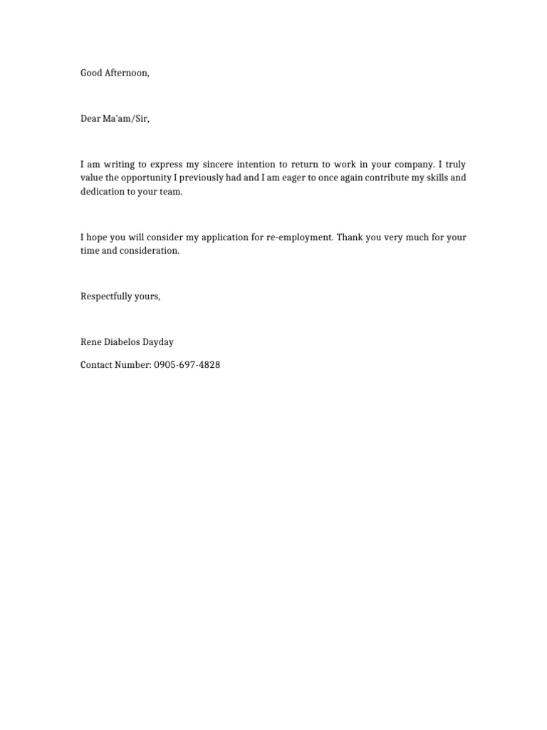 Application Letter Rene Dayday | PDF