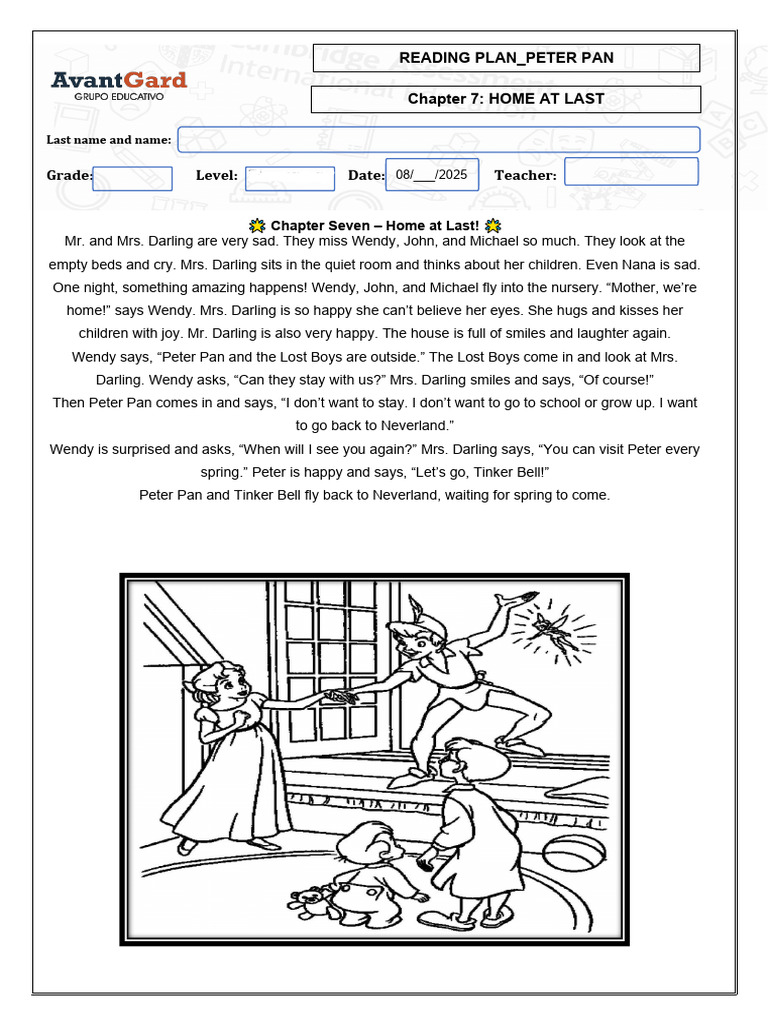 Reading - Peter Pan - Chapter 7 - Home at Last | PDF
