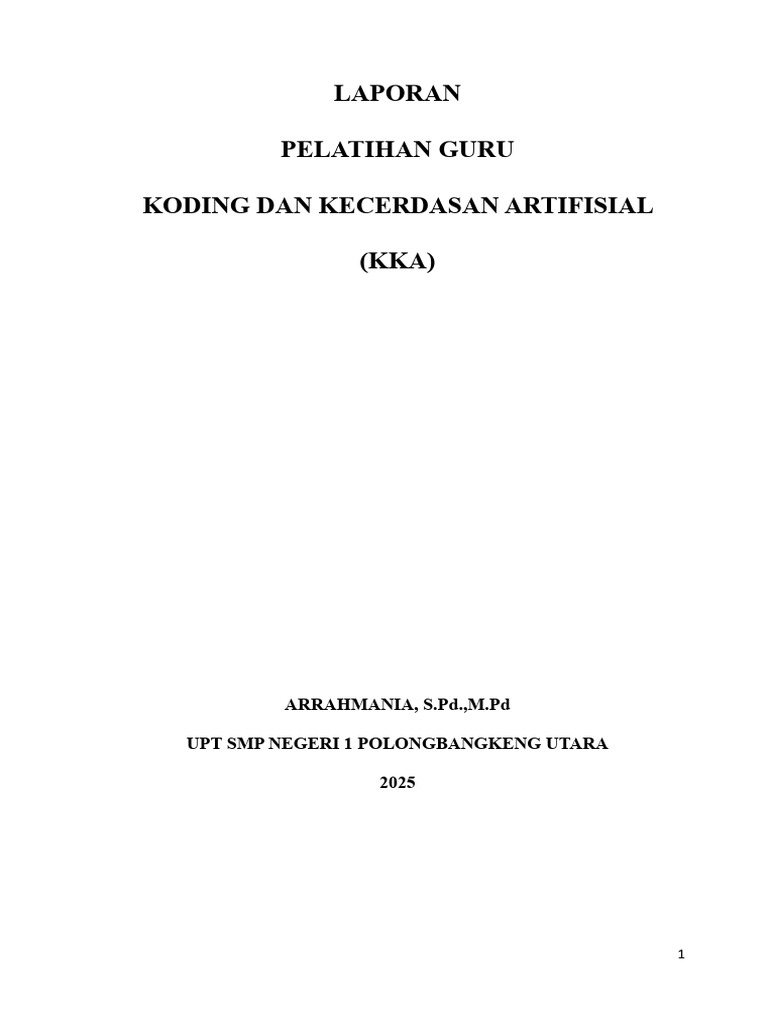 Laporan Pelatihan Guru Koding Dan Kecerdasan Artifisial | PDF