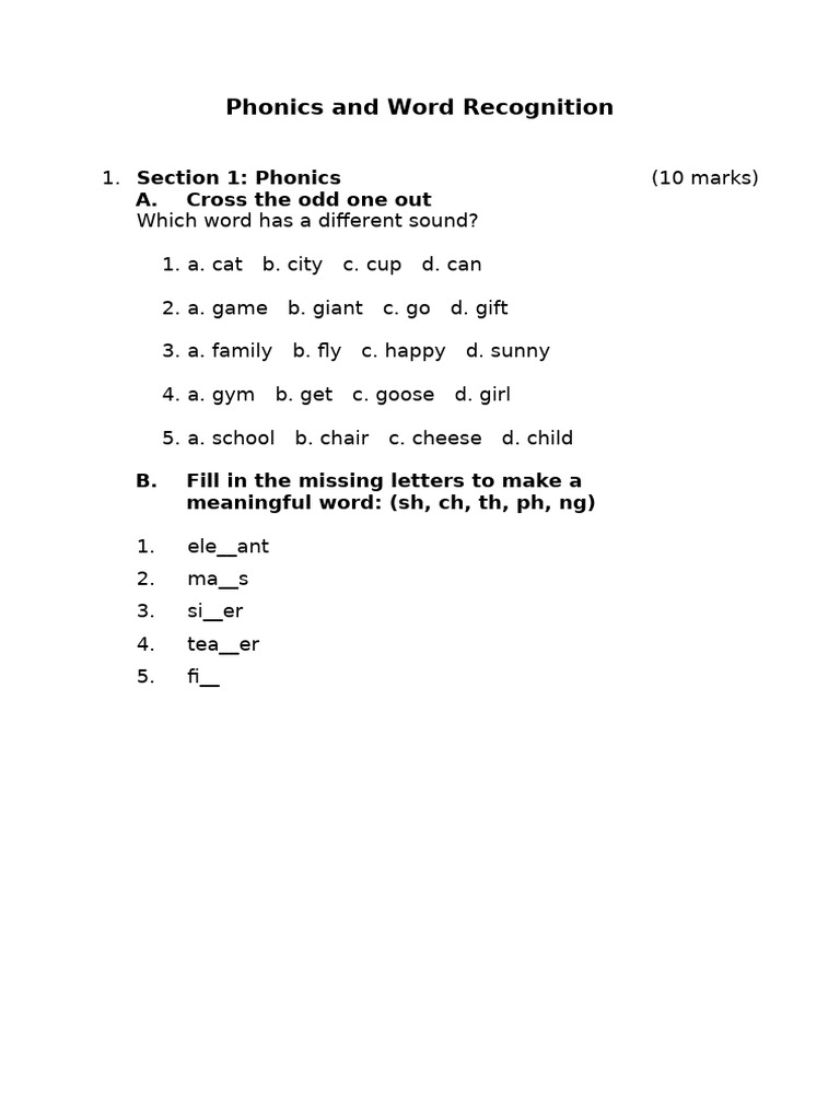 Phonics and Word Recognition Activities | PDF | Phonics | Orthography