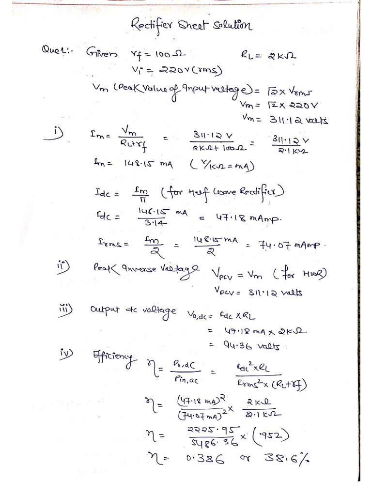 Rectifier Sheet Solutions | PDF