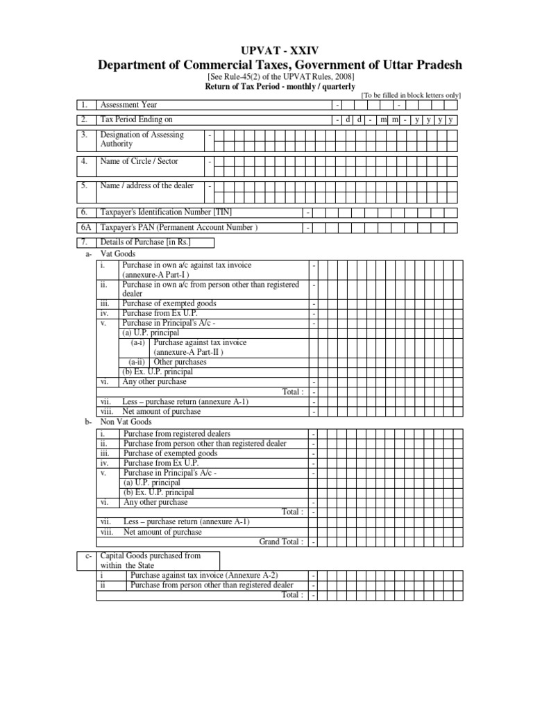 UPVAT Return Form 24 Guide | PDF | Invoice | Value Added Tax