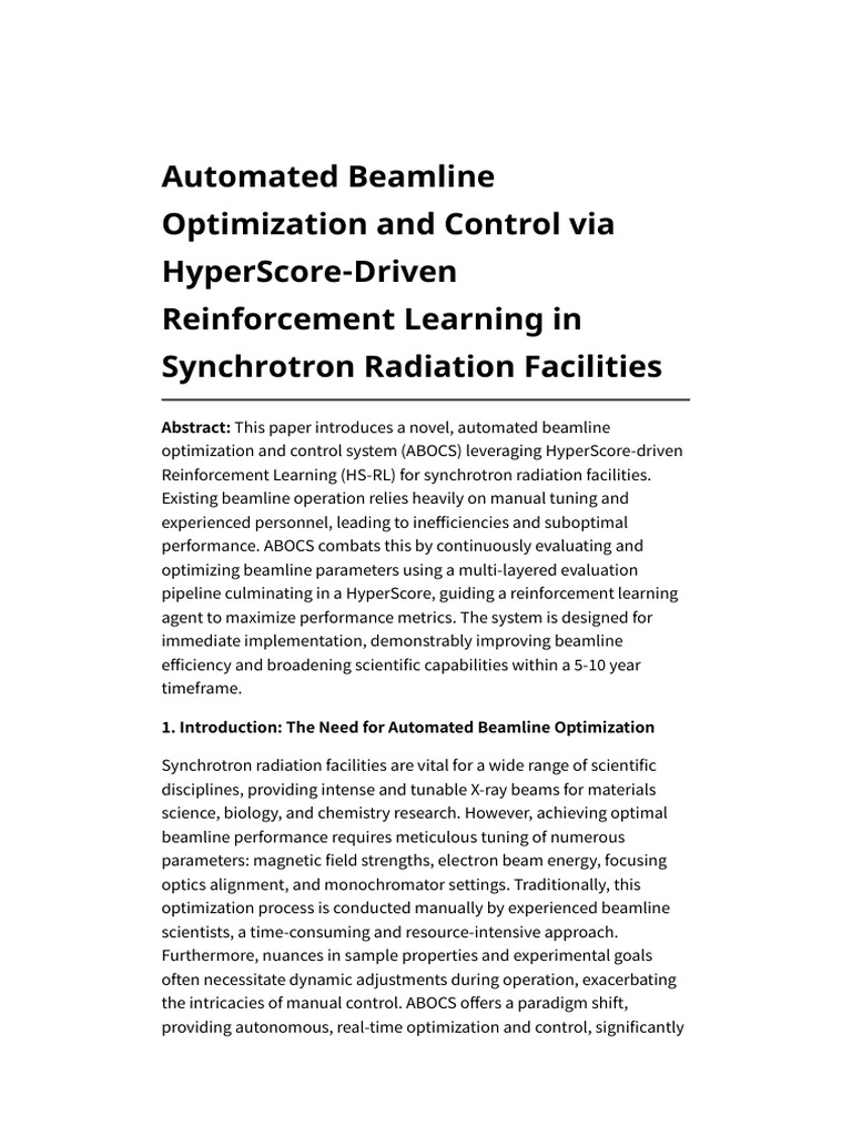 Automated Beamline Optimization and Control Via HyperScore-Driven Reinforcement Learning in ...