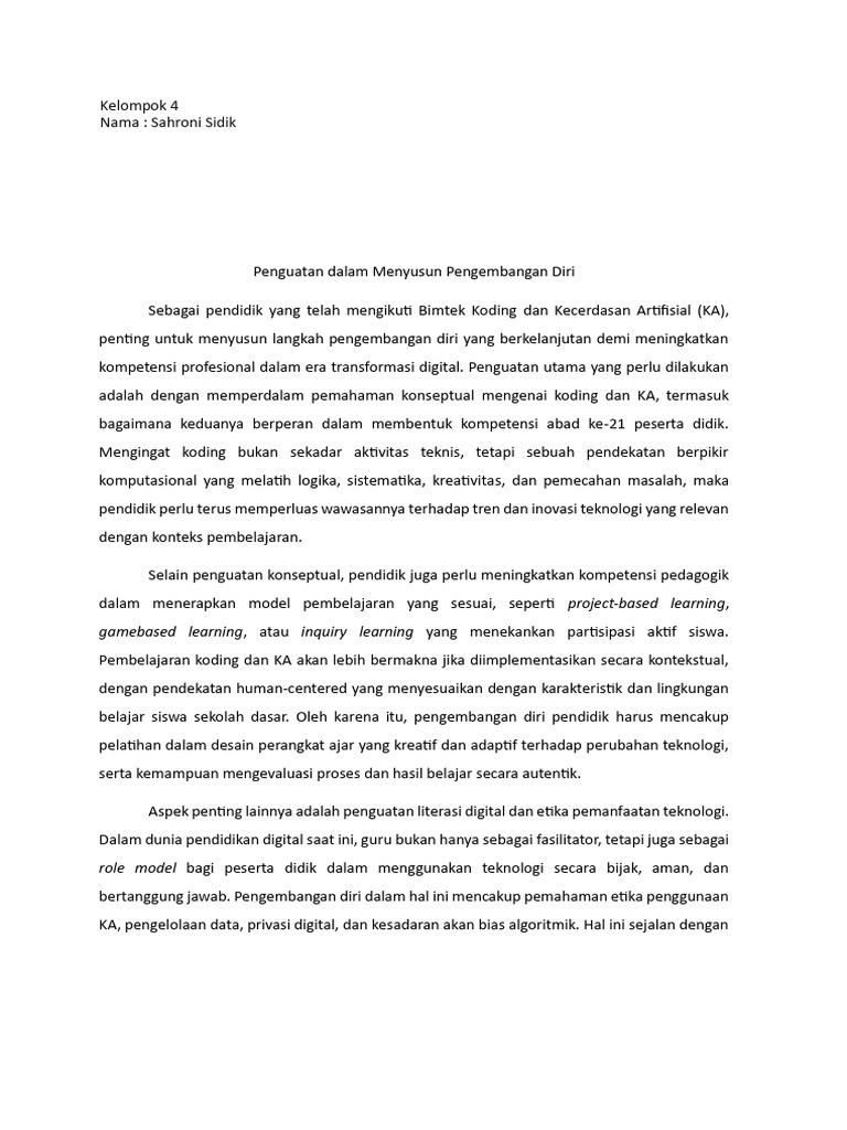 LK 1.1.b. Penguatan - Kelompok 4 Sahroni Sidik | PDF