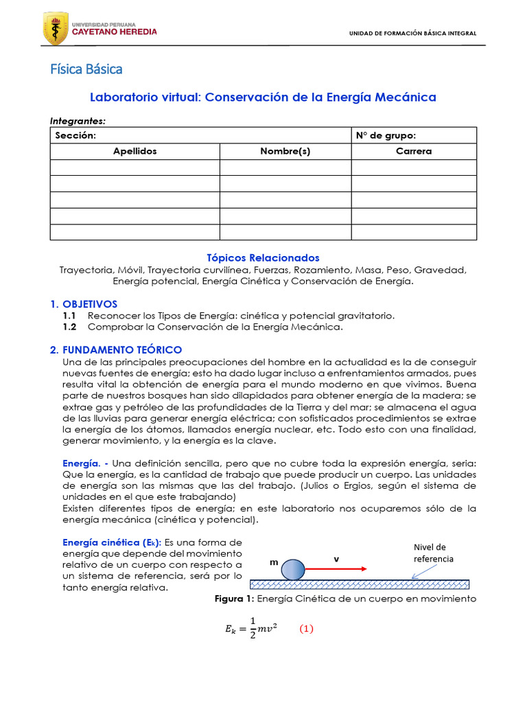 Lab - Conservacion de La Energia Mecanica | PDF | Energía potencial ...