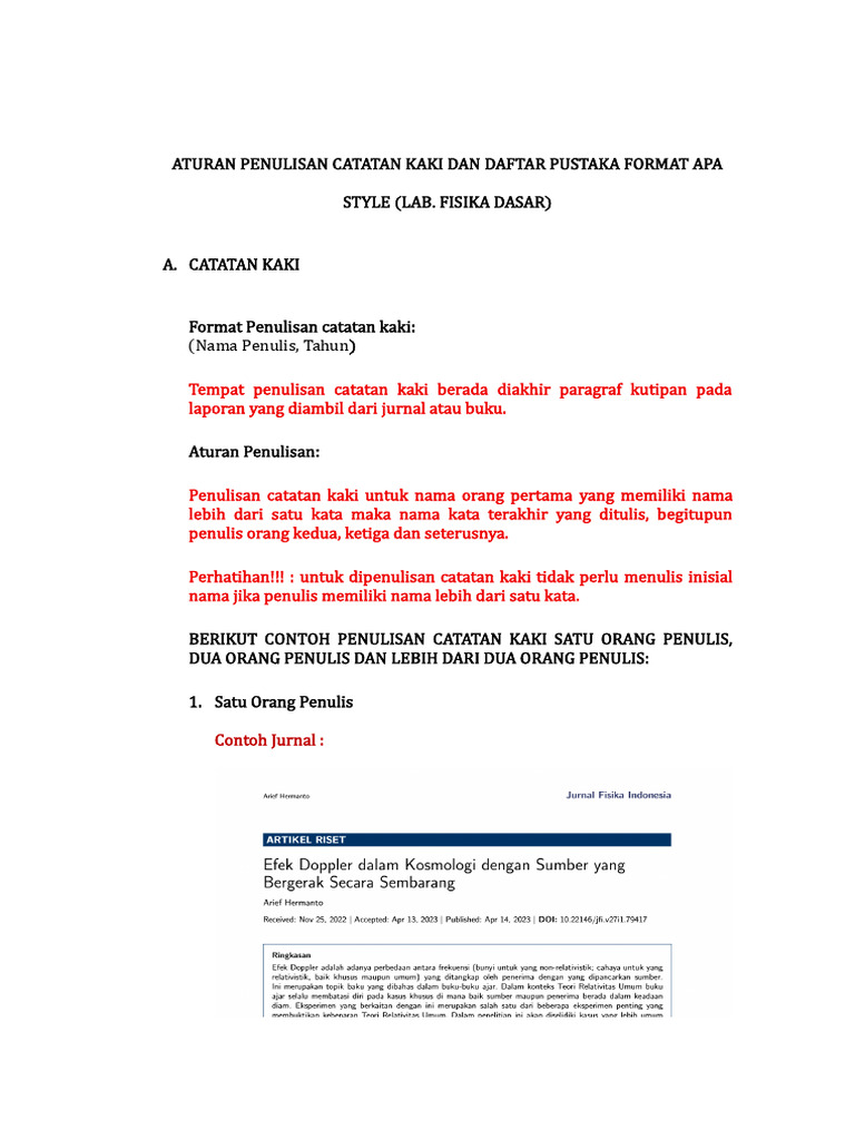 Aturan Penulisan Caki Dan Dafus Lab Fisika | PDF